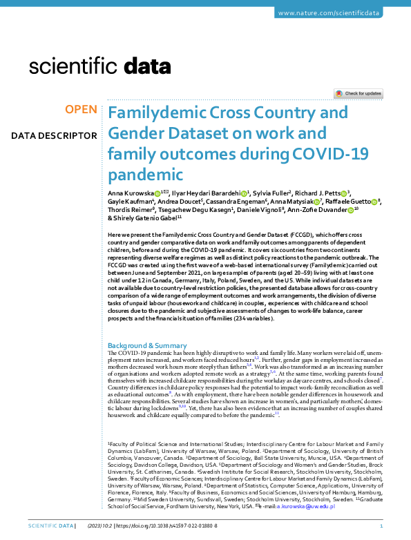 (PDF) Familydemic Cross Country and Gender Dataset on work and family ...