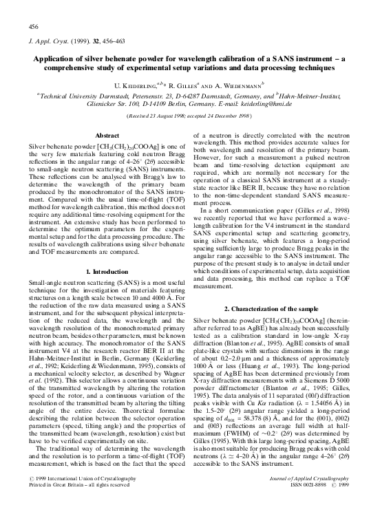 (PDF) Application of silver behenate powder for wavelength calibration ...