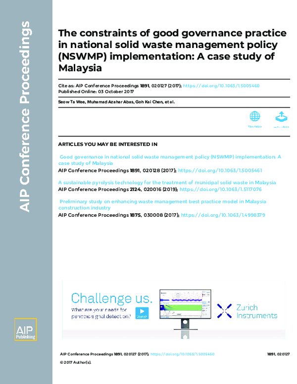 (PDF) The constraints of good governance practice in national solid ...