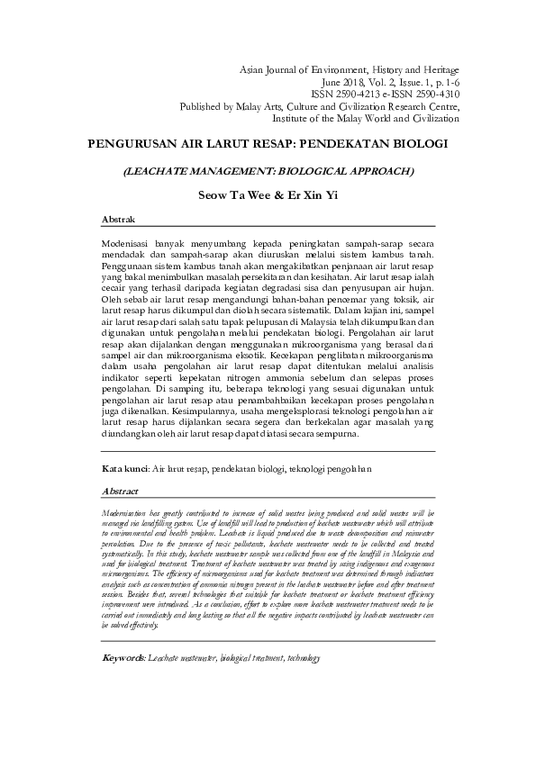 (PDF) Pengurusan Air Larut Resap: Pendekatan Biologi (Leachate Management: Biological Approach ...
