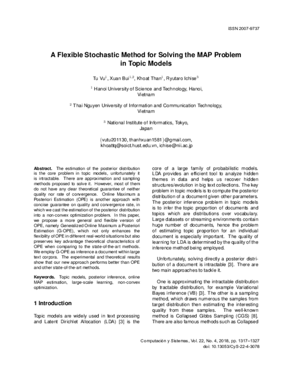 (PDF) A Flexible Stochastic Method for Solving the MAP Problem in Topic Models | tu vu ...