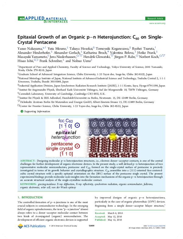 (PDF) Epitaxial Growth of an Organic p-n Heterojunction: C60 on Single ...