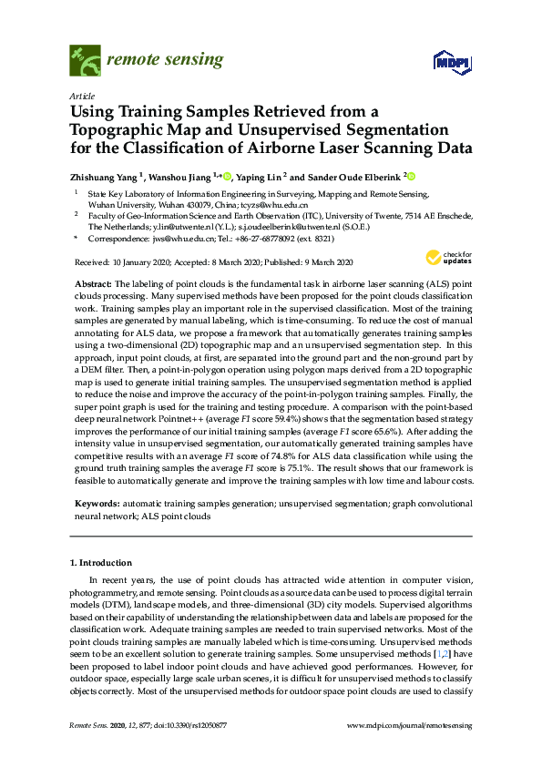 Pdf Using Training Samples Retrieved From A Topographic Map And Unsupervised Segmentation For