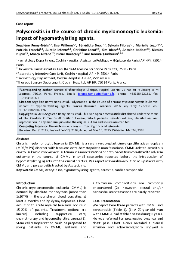 (PDF) Polyserositis in the course of chronic myelomonocytic leukemia ...