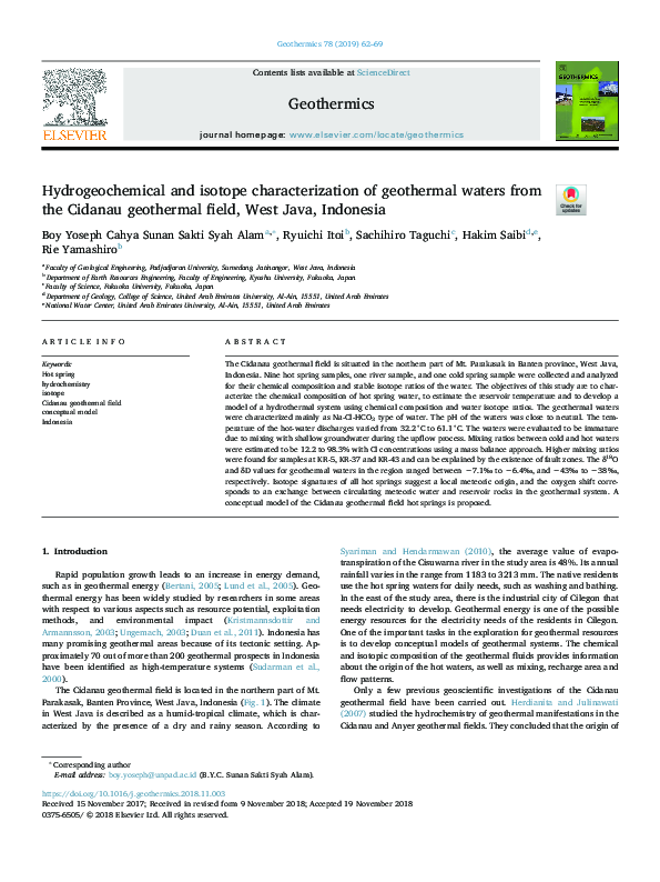 (PDF) Hydrogeochemical and isotope characterization of geothermal ...