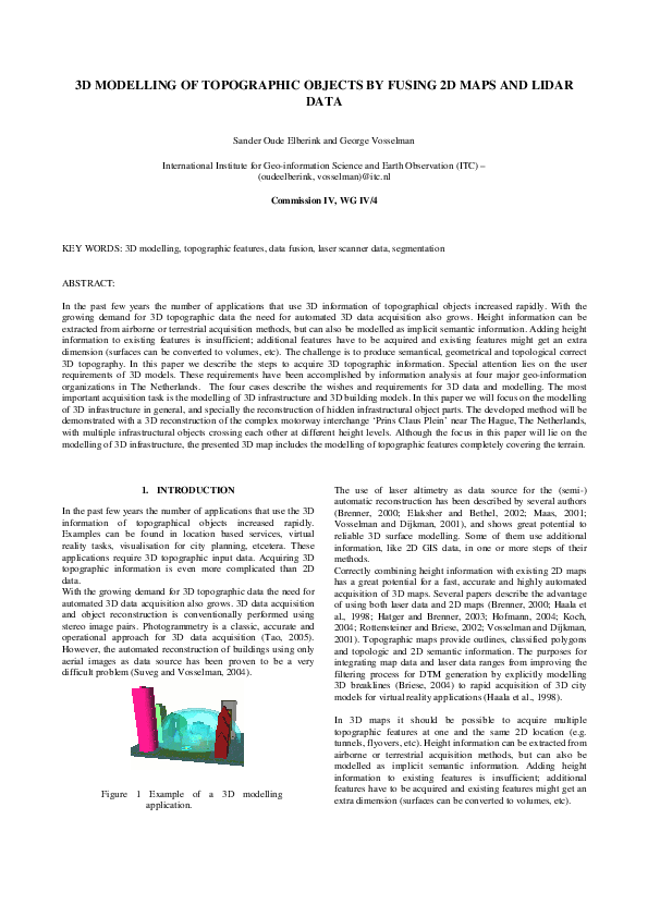 Pdf 3d Modelling Of Topographic Objects By Fusing 2d Maps And Lidar Data