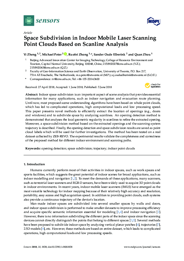 Pdf Space Subdivision In Indoor Mobile Laser Scanning Point Clouds Based On Scanline Analysis