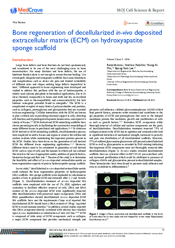 Pdf Bone Regeneration Of Decellularized In Vivo Deposited Extracellular Matrix Ecm On