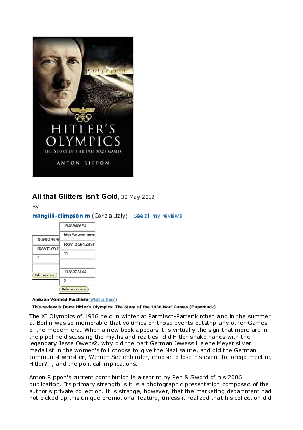(DOC) Hitler's 1936 Olympics: All that Glitters isn't gold