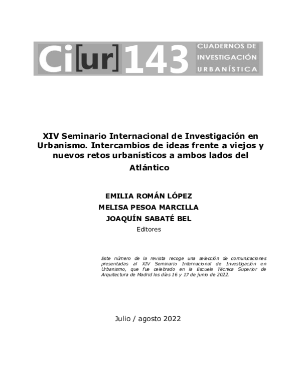 (PDF) XIV Seminario Internacional de Investigación en Urbanismo. Intercambios de ideas frente a ...