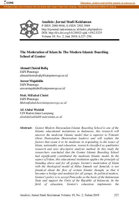(PDF) The Moderation of Islam In The Modern Islamic Boarding School of ...