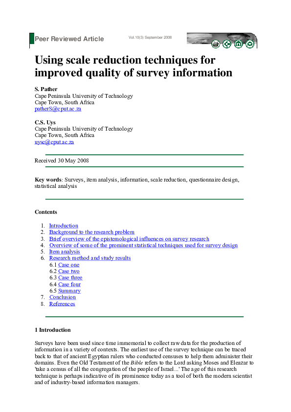 (PDF) Using scale reduction techniques for improved quality of survey ...