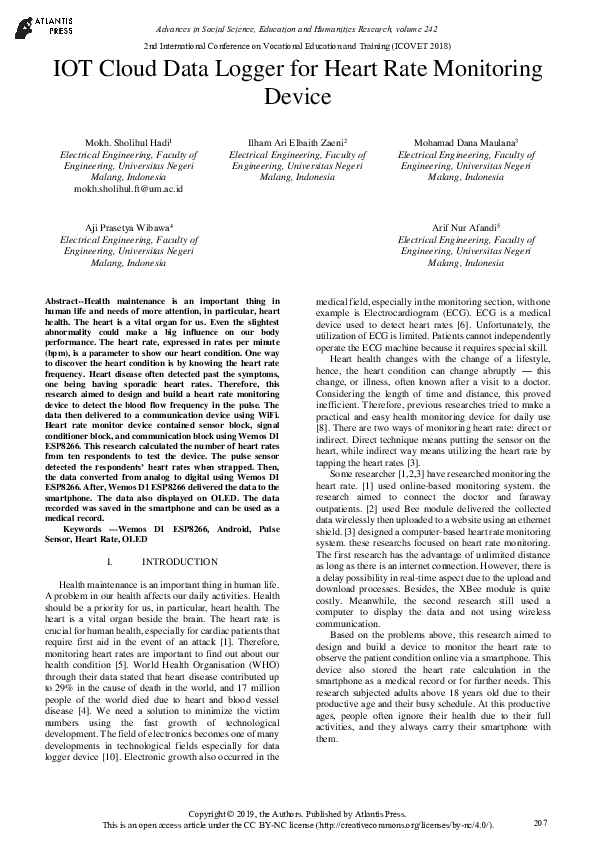 (PDF) IOT Cloud Data Logger for Heart Rate Monitoring Device