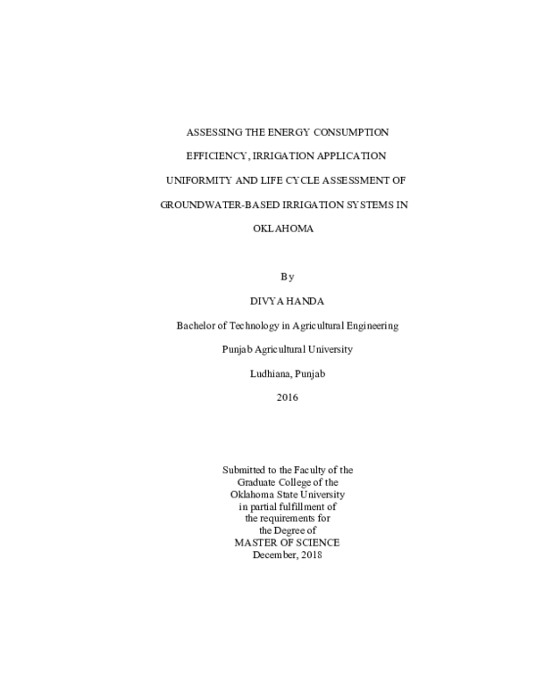 (PDF) Assessing the Energy Consumption Efficiency, Irrigation ...