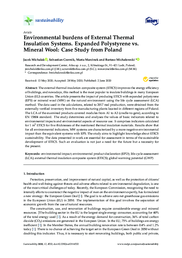 (PDF) Environmental burdens of External Thermal Insulation Systems ...