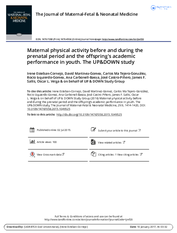 (PDF) Maternal physical activity before and during the prenatal period ...