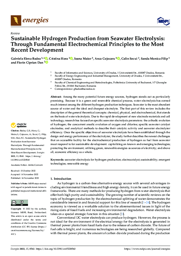 (PDF) Sustainable Hydrogen Production from Seawater Electrolysis ...