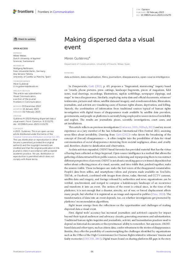 (PDF) Making dispersed data a visual event