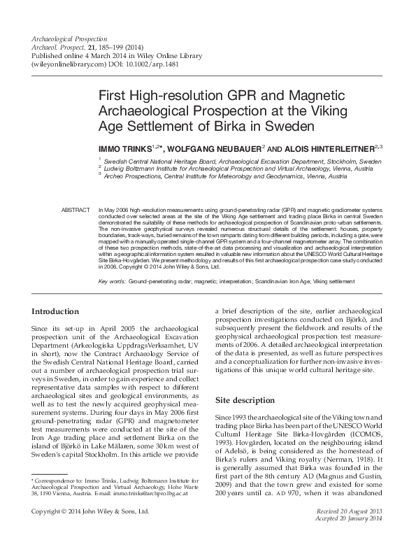 (PDF) First High-resolution GPR and Magnetic Archaeological Prospection ...