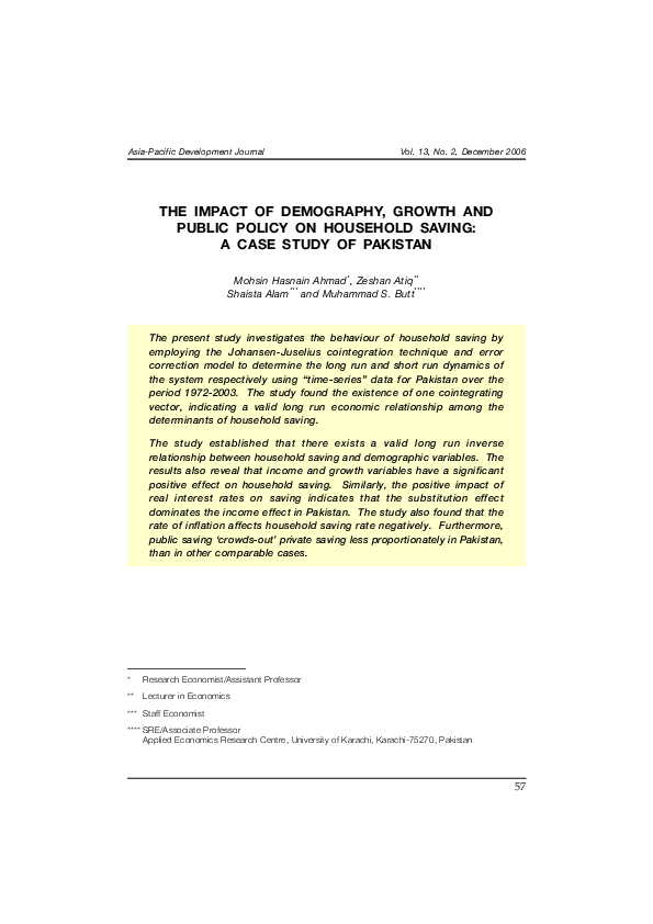 (PDF) The impact of demography, growth and public policy on household ...