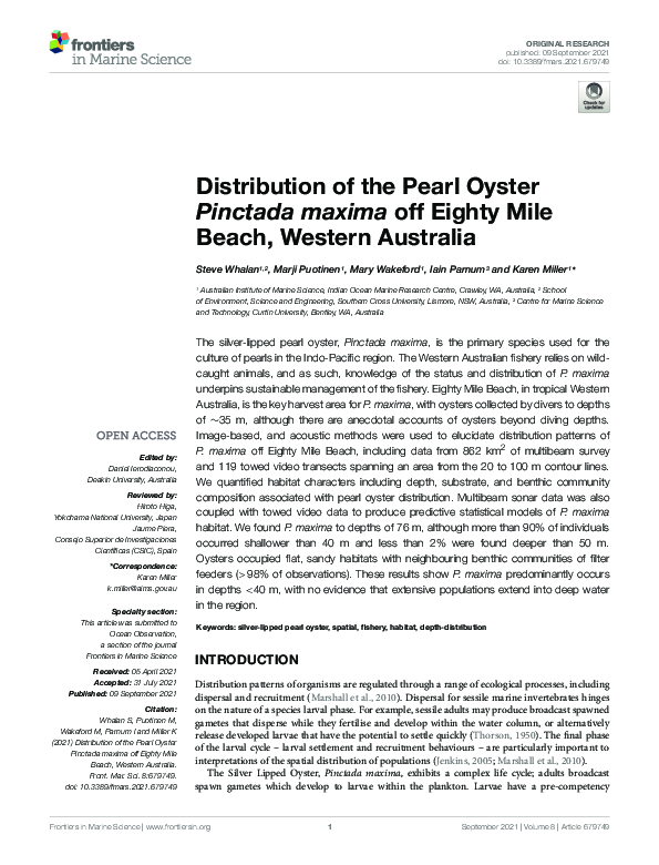 (PDF) Distribution of the Pearl Oyster Pinctada maxima off Eighty Mile ...