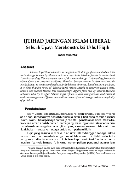 (PDF) Ijtihad Jaringan Islam Liberal: Sebuah Upaya Merekonstruksi Ushul ...