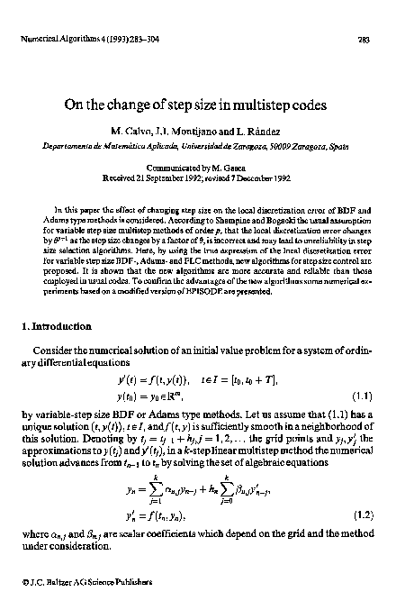 (PDF) On the change of step size in multistep codes