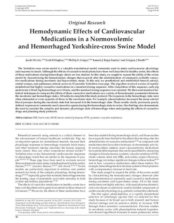 (PDF) Hemodynamic Effects of Cardiovascular Medications in a ...