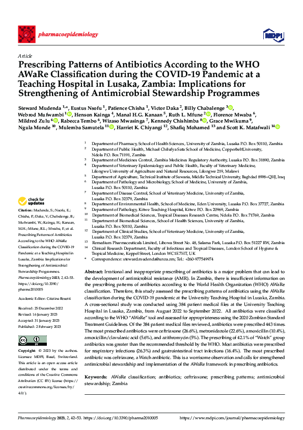 (PDF) Prescribing Patterns of Antibiotics According to the WHO AWaRe ...