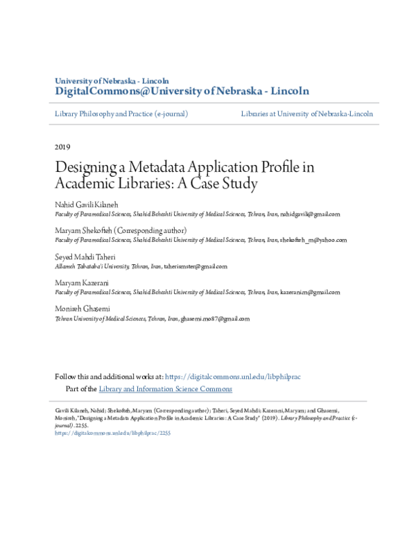 (PDF) Designing a Metadata Application Profile in Academic Libraries: A Case Study