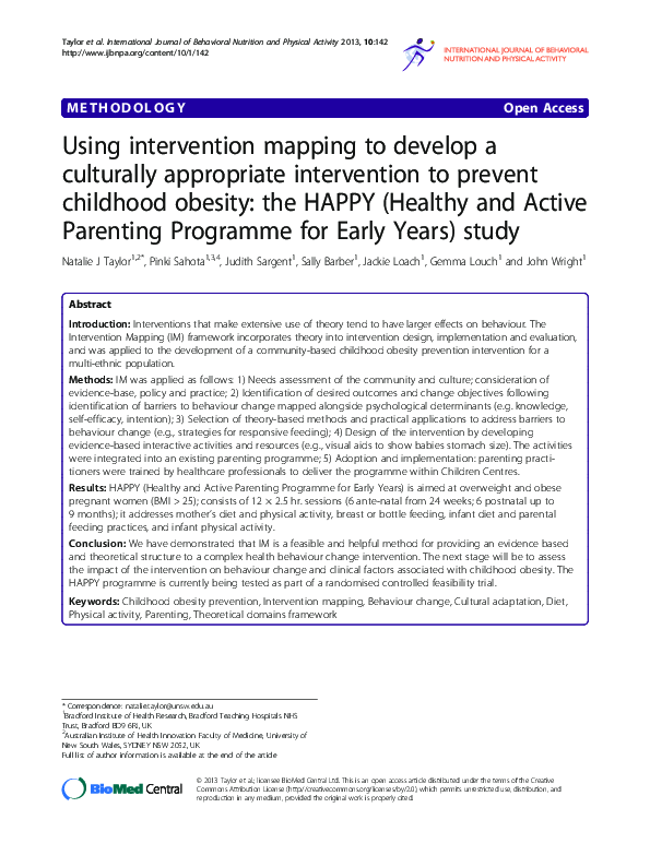 (PDF) Using intervention mapping to develop a culturally appropriate intervention to prevent ...