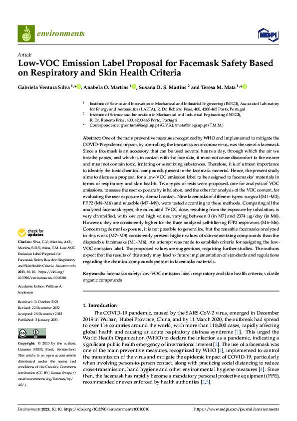 (PDF) Low-VOC Emission Label Proposal for Facemask Safety Based on ...