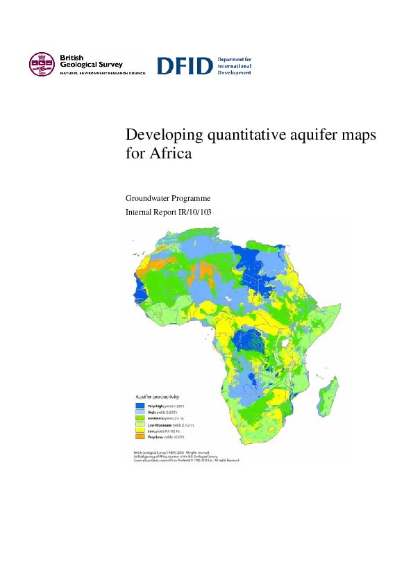 (PDF) Developing quantitative aquifer maps for Africa Groundwater Programme