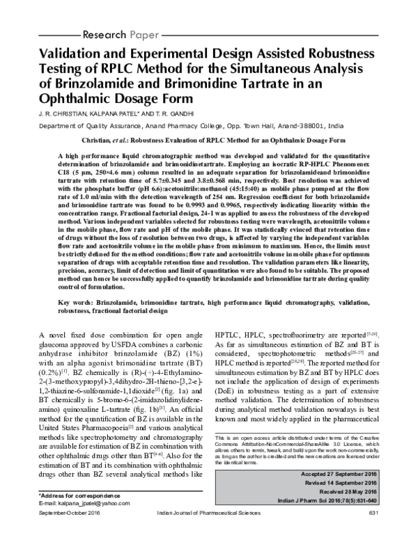 (PDF) Validation and Experimental Design Assisted Robustness Testing of ...
