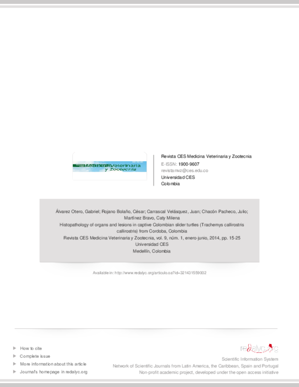 (PDF) Histopathology of organs and lesions in captive Colombian slider ...