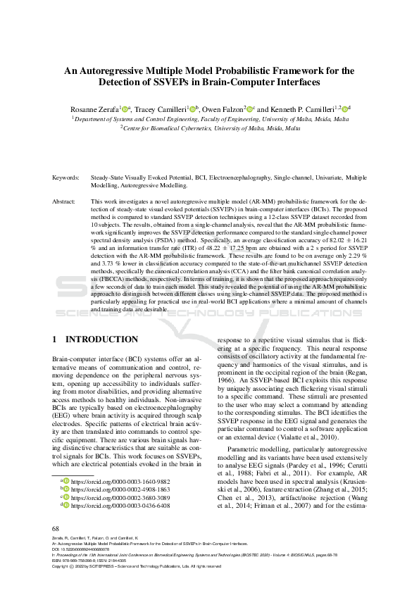 (PDF) An Autoregressive Multiple Model Probabilistic Framework for the Detection of SSVEPs in ...