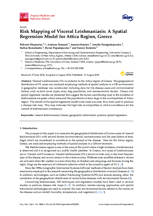 (PDF) Risk Mapping of Visceral Leishmaniasis: A Spatial Regression Model for Attica Region ...