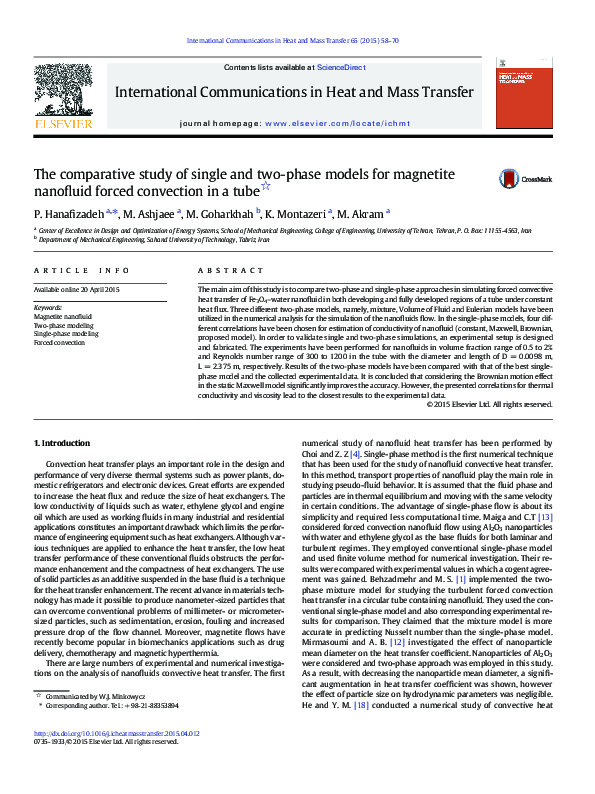 (PDF) The comparative study of single and two-phase models for magnetite nanofluid forced ...