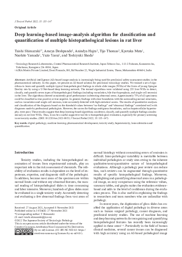 Pdf Deep Learning Based Image Analysis Algorithm For Classification