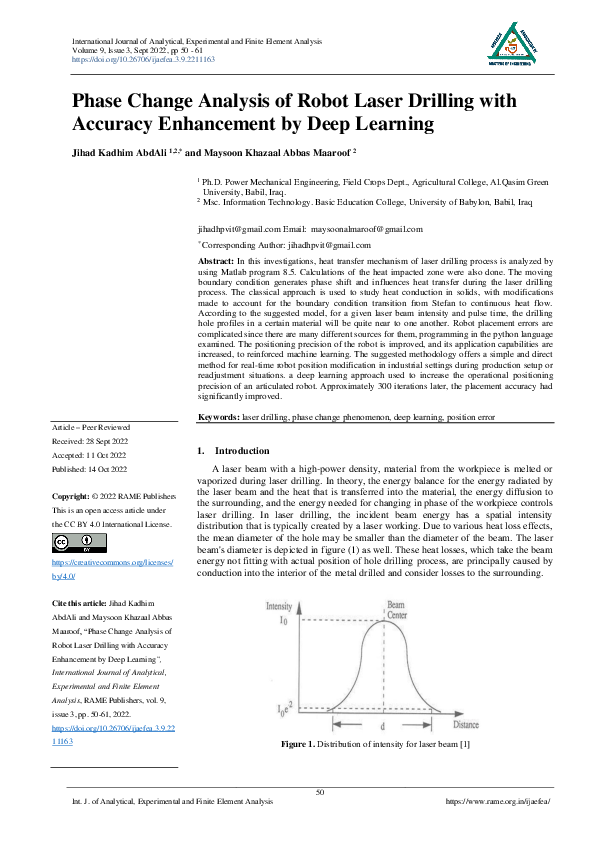 (PDF) Phase Change Analysis of Robot Laser Drilling with Accuracy ...