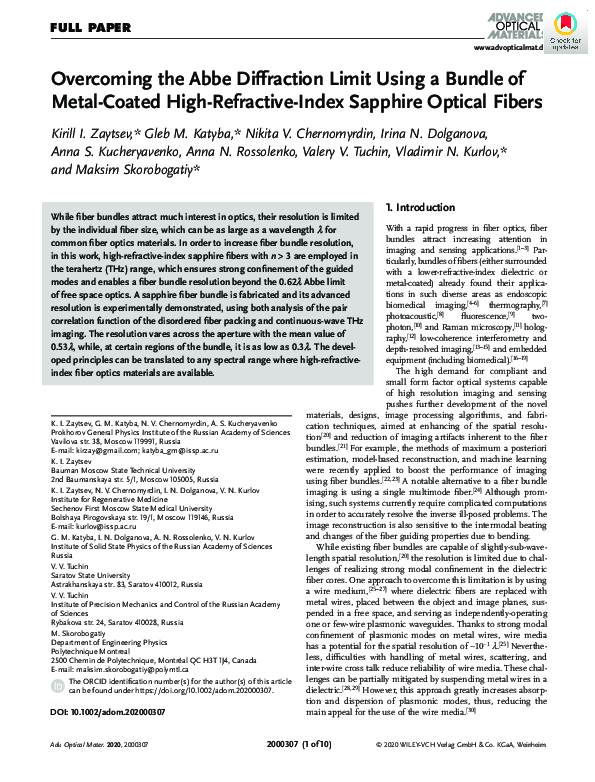 (PDF) Overcoming the Abbe Diffraction Limit Using a Bundle of Metal‐Coated High‐Refractive‐Index ...