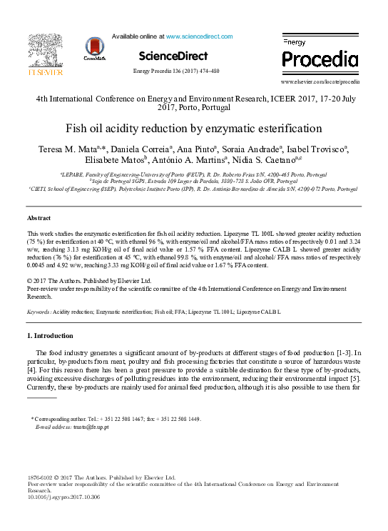 (PDF) Fish oil acidity reduction by enzymatic esterification | soraia andrade - Academia.edu