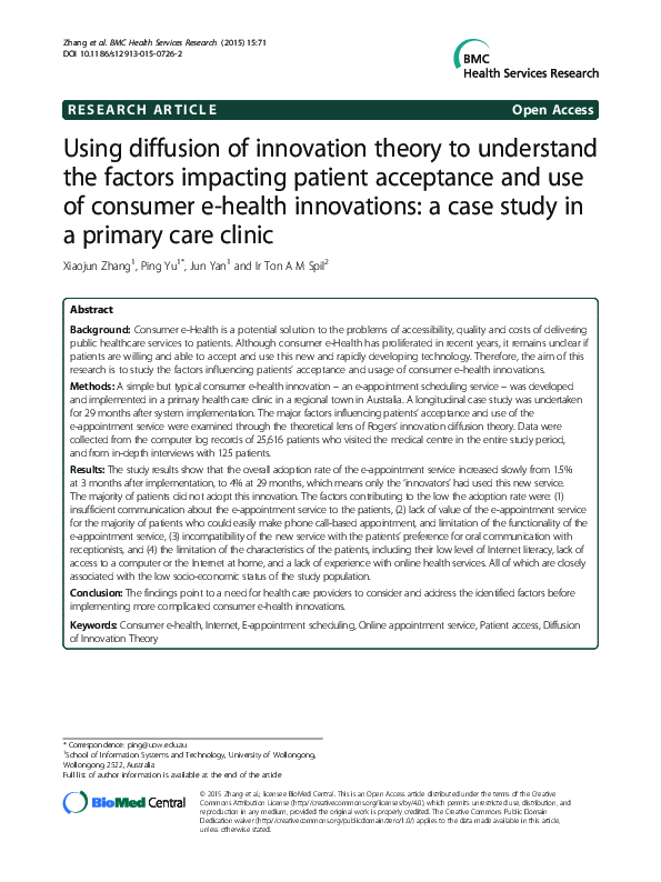 (PDF) Using diffusion of innovation theory to understand the factors ...
