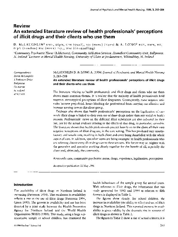 (PDF) An extended literature review of health professionals' perceptions of illicit drugs and ...