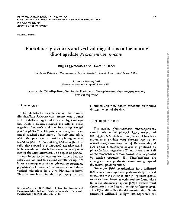 (PDF) Phototaxis, gravitaxis and vertical migrations in the marine ...