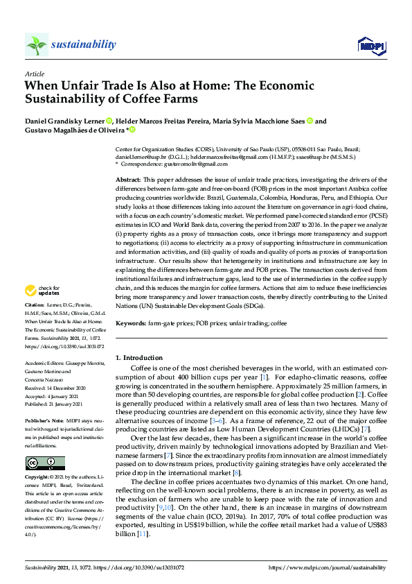 (PDF) When Unfair Trade Is Also at Home: The Economic Sustainability of ...