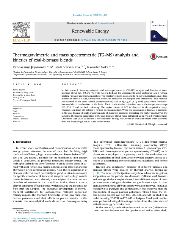 (PDF) Thermogravimetric and mass spectrometric (TG-MS) analysis and ...