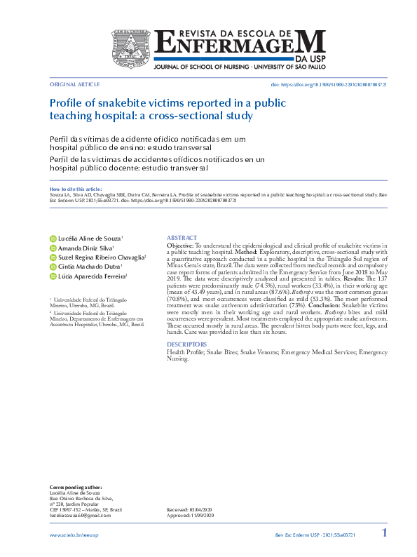 (PDF) Profile of snakebite victims reported in a public teaching ...