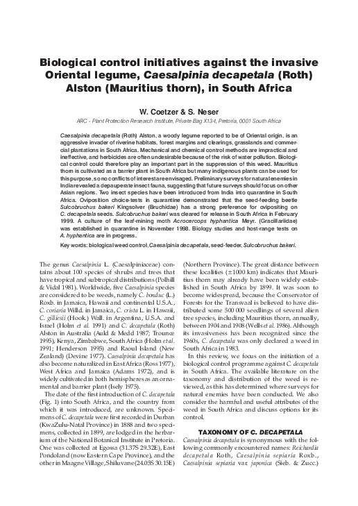 (PDF) Biological control initiatives against the invasive Oriental ...