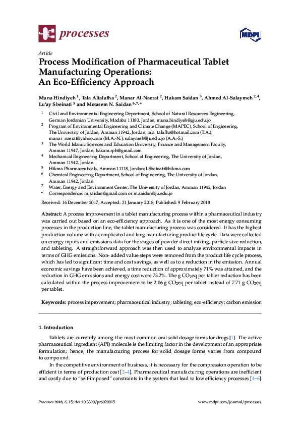(PDF) Process Modification of Pharmaceutical Tablet Manufacturing ...